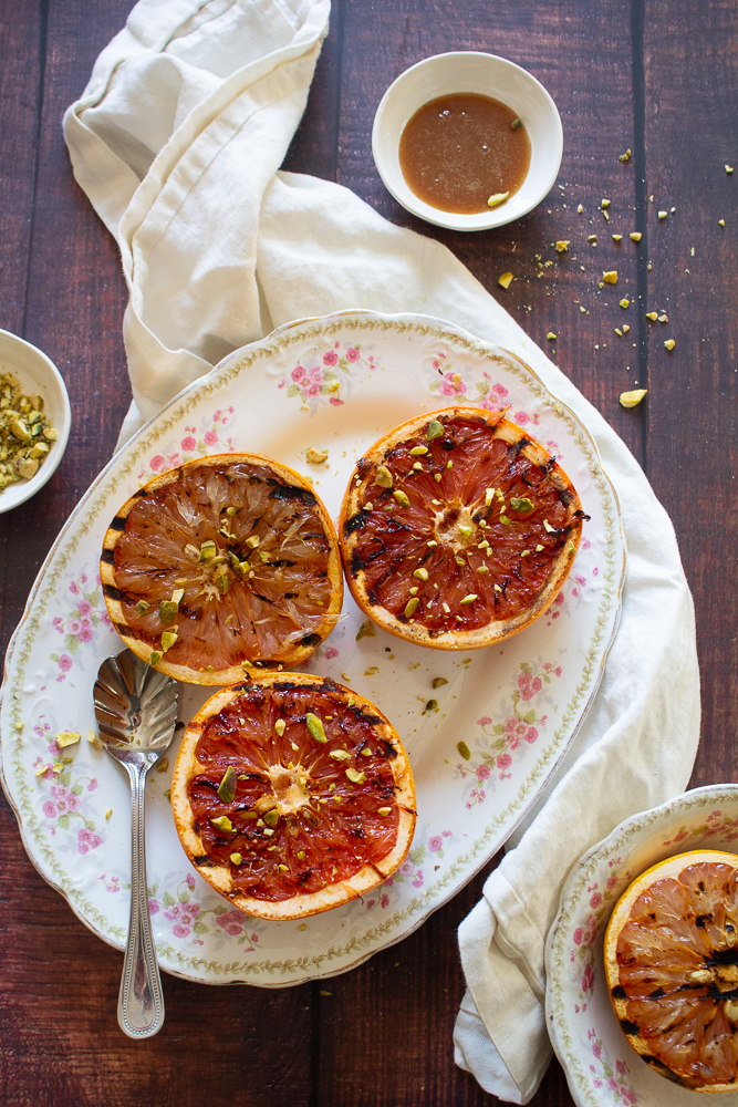 Grilled Grapefruit with Pistachios and Cinnamon Honey - Little Bites Of Joy